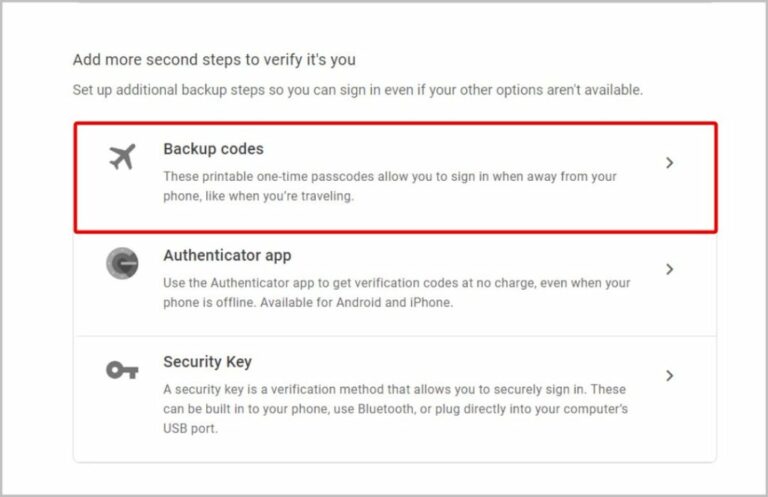 Cómo generar códigos de respaldo de Google - Mekano Tech
